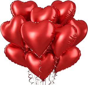 Amazon.com: Biapian Red Heart Balloons, 10PCS 18inch Metallic Red Foil ...