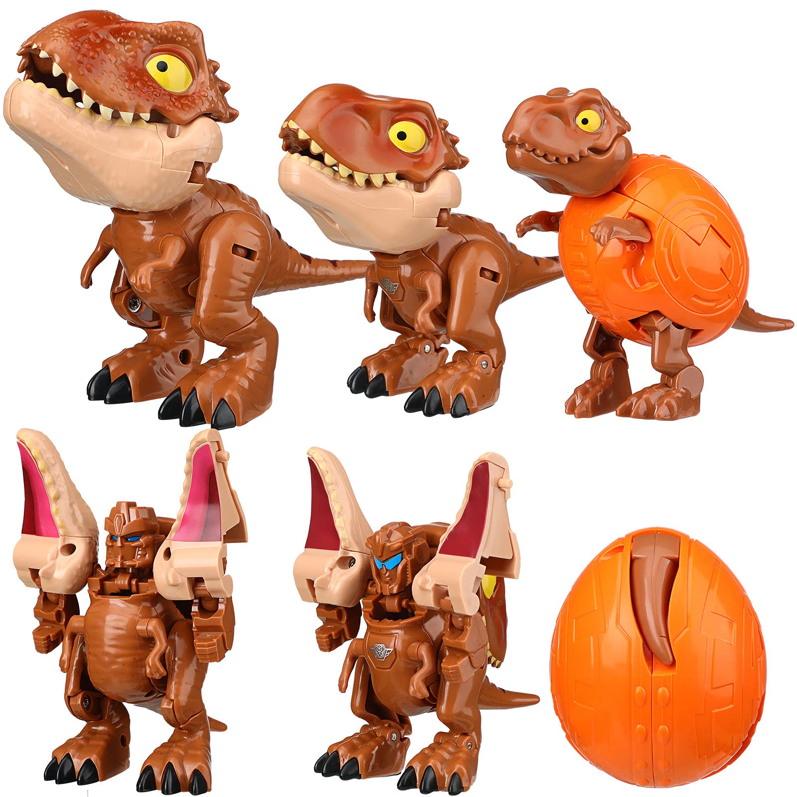 Buy Sumind 3 Pieces 2 in 1 Dinosaur Transforming Robot Toys Transformed ...