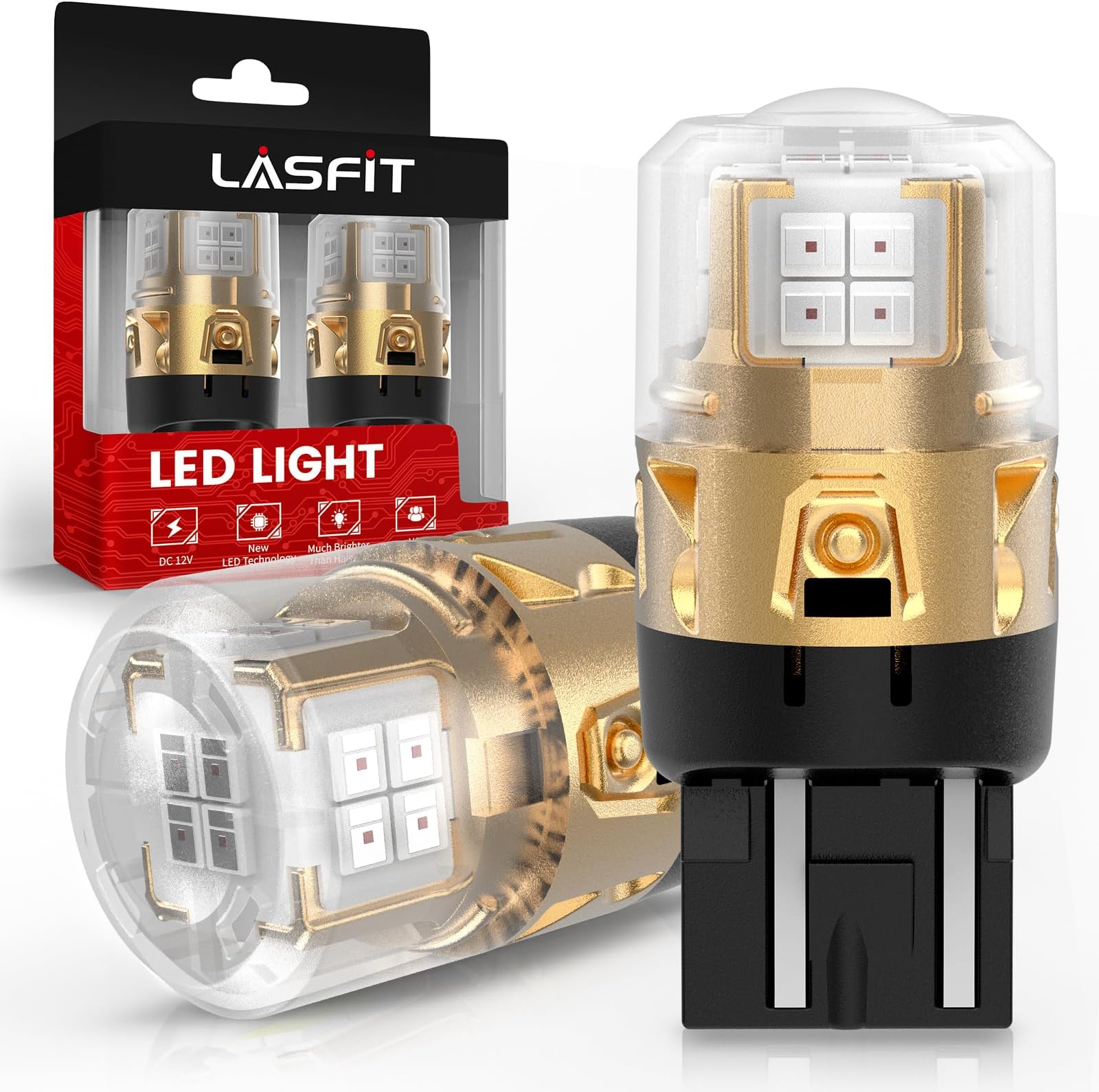 LASFIT L2 7440 7443 LED Bulbs Red Brake Light Bulb Tail Lights, Super ...