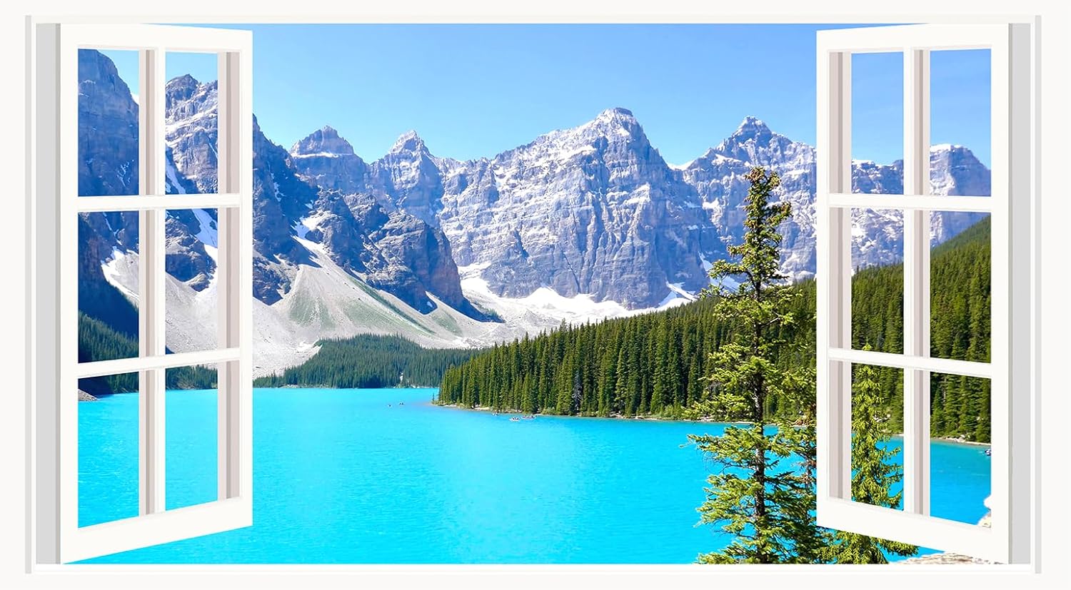 Amazon.com: Landscape Wall Sticker Decor 3D Forest Lake Fake Window ...