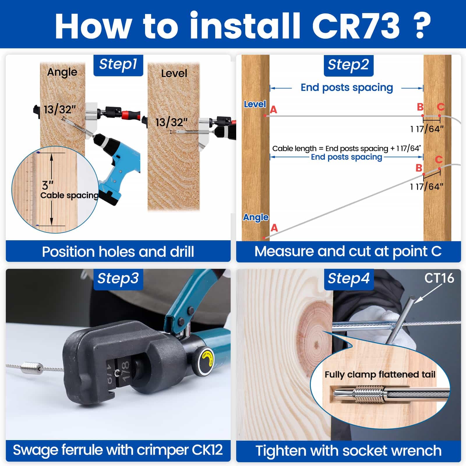 Snapklik.com : Patent 20 Pack 1/8" Invisible Cable Railing Kit Hardware ...