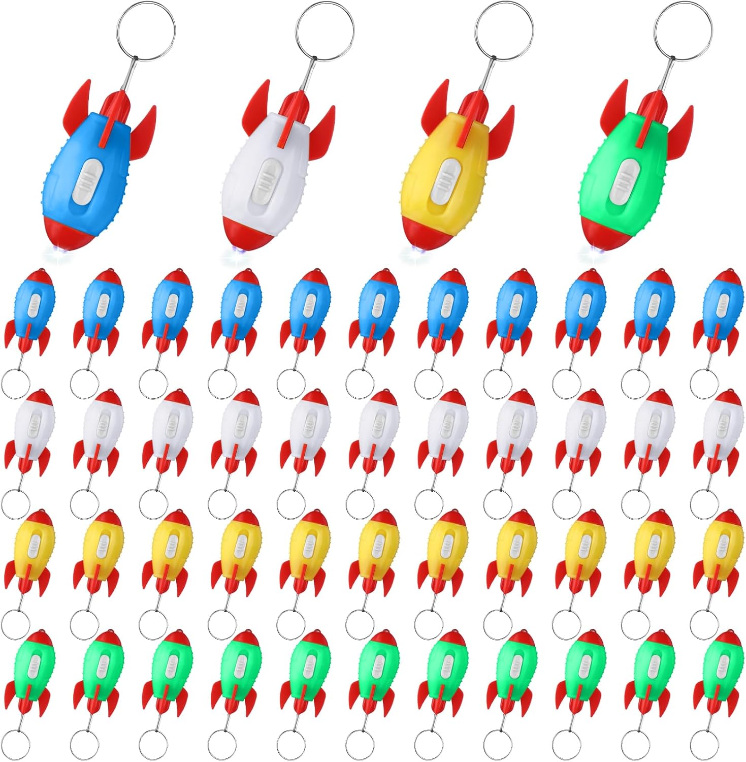 Amazon.com: Oppaxf 48Pcs Helicopter Mini Flashlight Keychain,Rocket LED ...