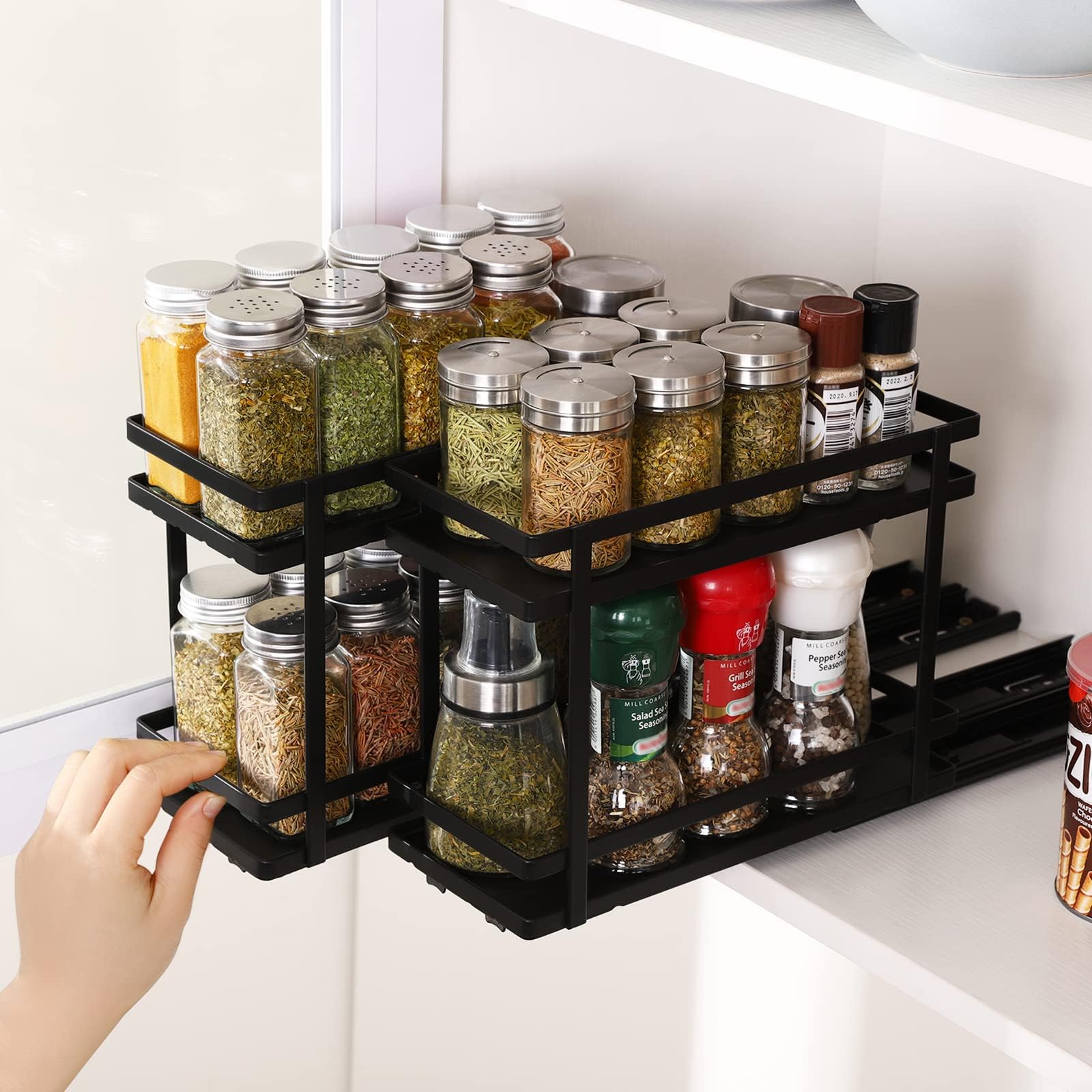 Amazon.com: DABIGE 2 Packs Pull Out Spice Rack Organizer for Cabinet ...
