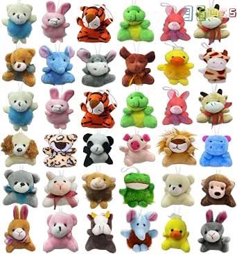Amazon.com: SOFLIY 36Pcs Mini Plush Animal Toy Set,Cute Animals ...