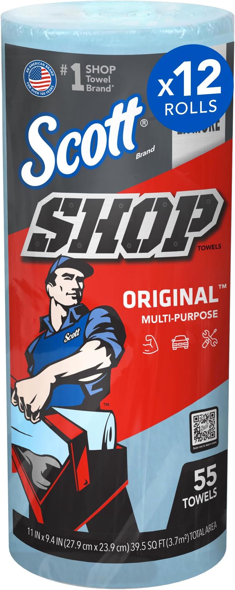 Scott® Shop Towels Original (75147), Blue, (55 Towels/Roll, 12 Rolls ...