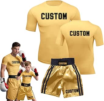 Amazon.com: Personalized Boxing Set - Custom Any Text, 2pcs Top Shorts ...