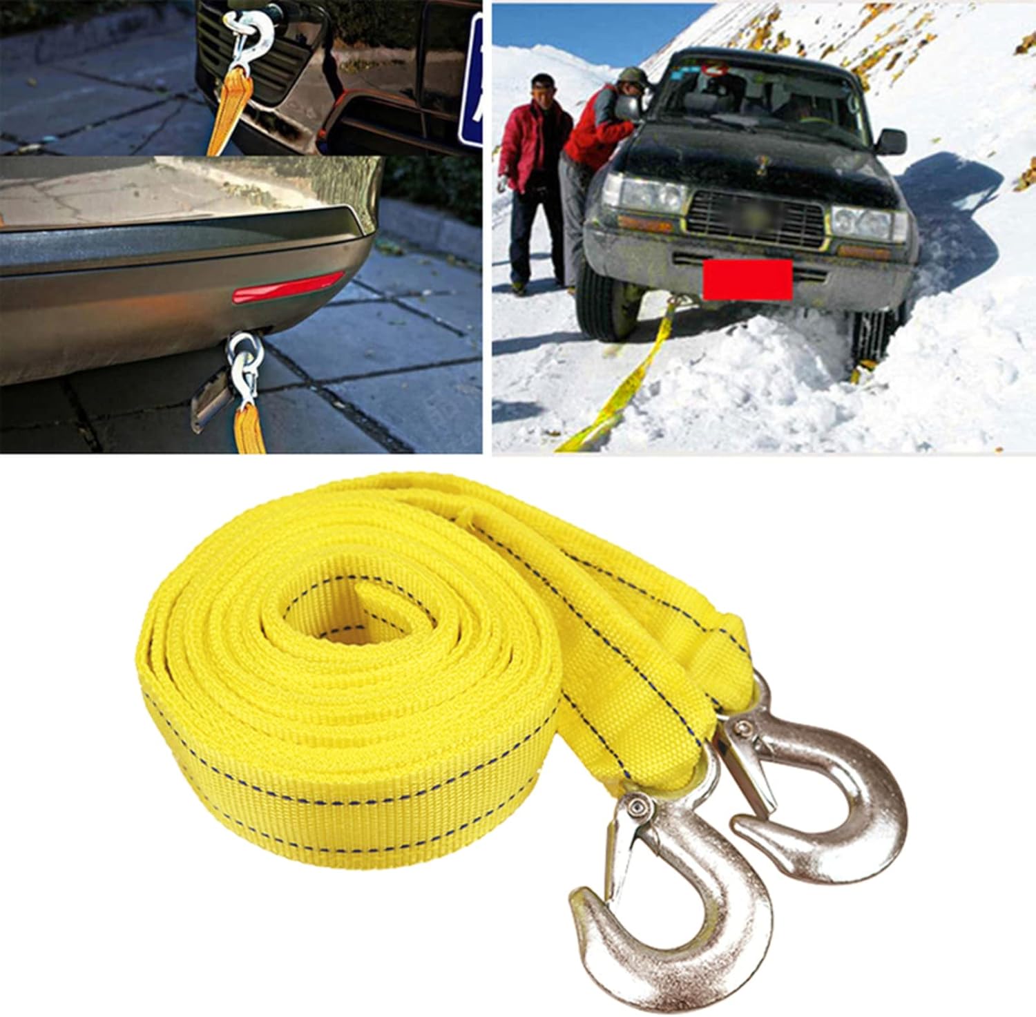 Amazon.com: 4m Heavy Duty 5 Ton Car Tow Cable, Towing Pull Rope ...