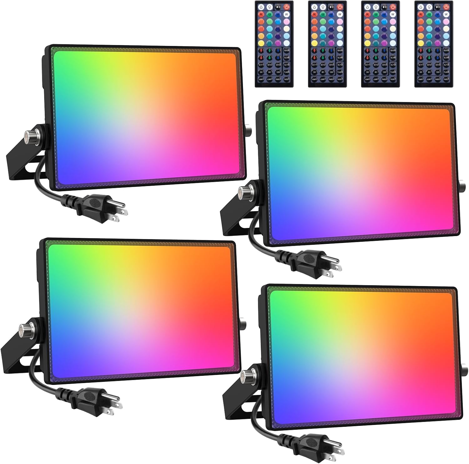 Onforu LED Flood Light Outdoor 500W Equiv, Color Changing RGBW ...