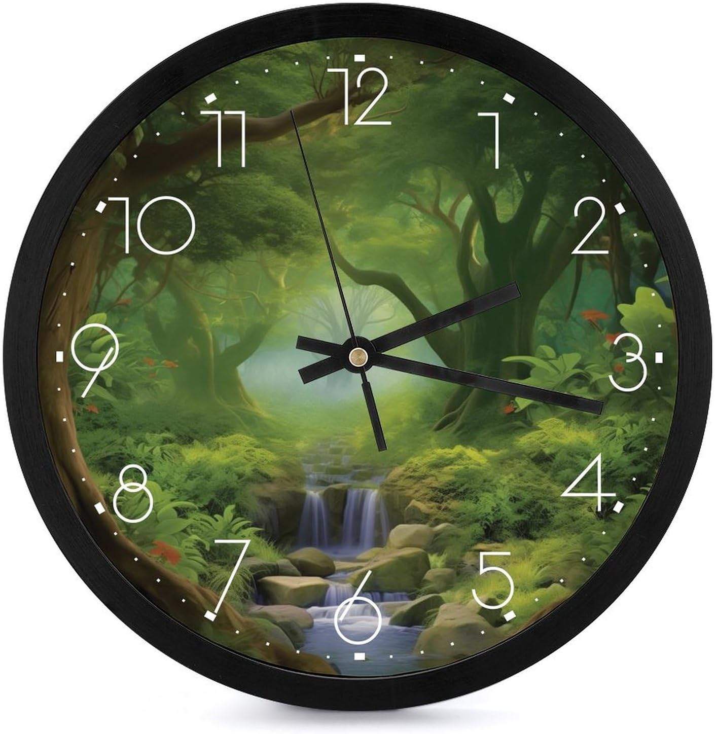 Amazon.com: KUYT Green Misty Forest Nature Landscape Tree Wall Clock 10 ...