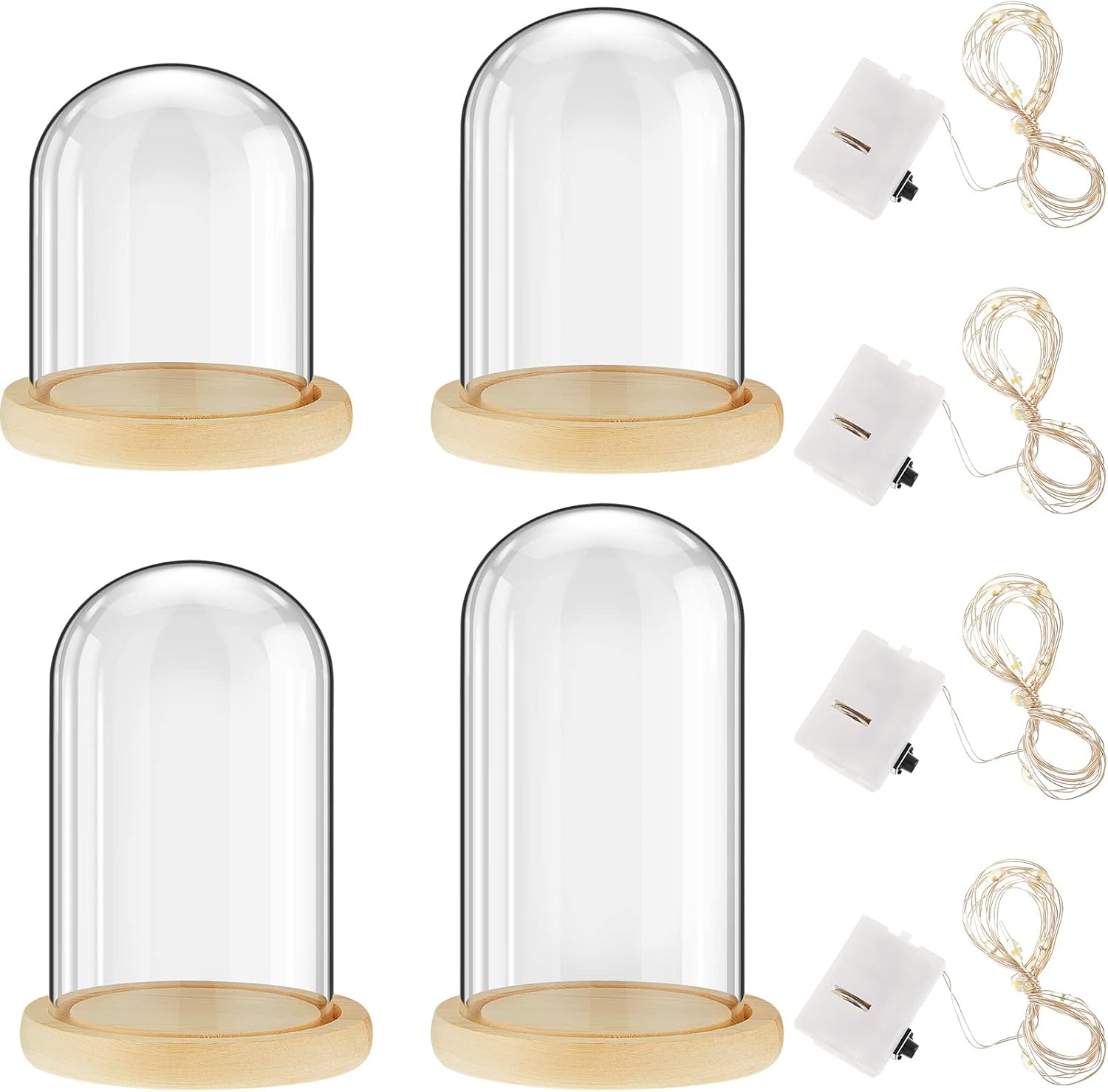 Amazon.com: Suclain 4 Pcs Clear Glass Display Dome Cloche with Wood ...