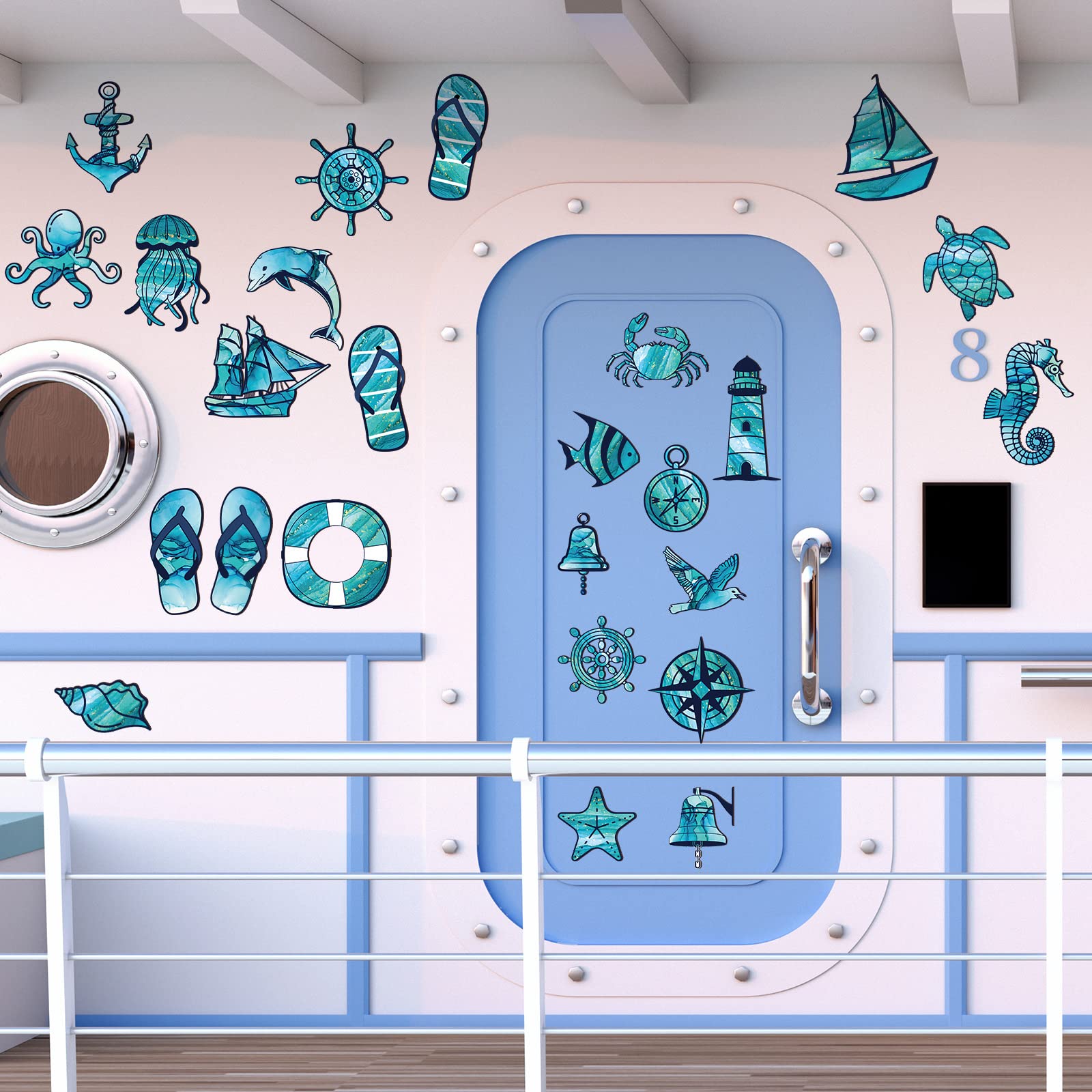Snapklik.com : 25 Pcs Ocean Cruise Door Magnets Decorations Blue Summer ...
