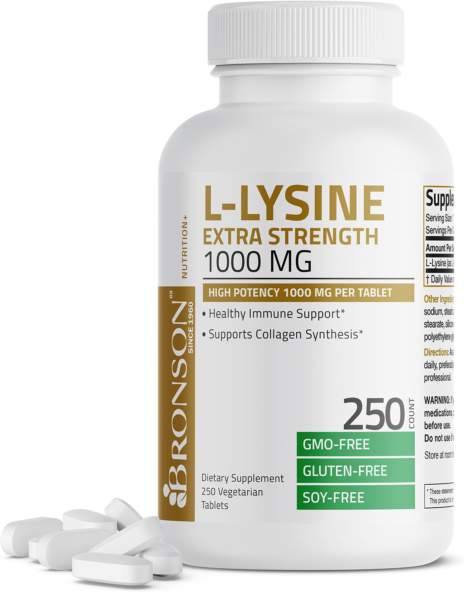 Amazon.com: Bronson L-Lysine Defense Immune Support Complex 1500 MG L-Lysine Plus Olive Leaf ...