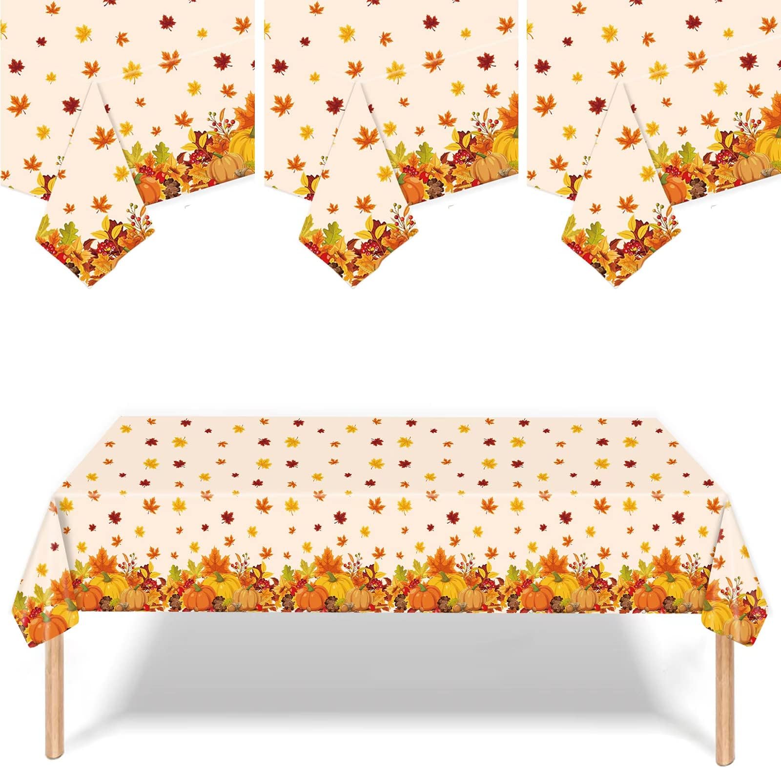 Amazon.com: Guzbewu Fall Tablecloth,3pcs Plastic Fall Maple Leaf ...