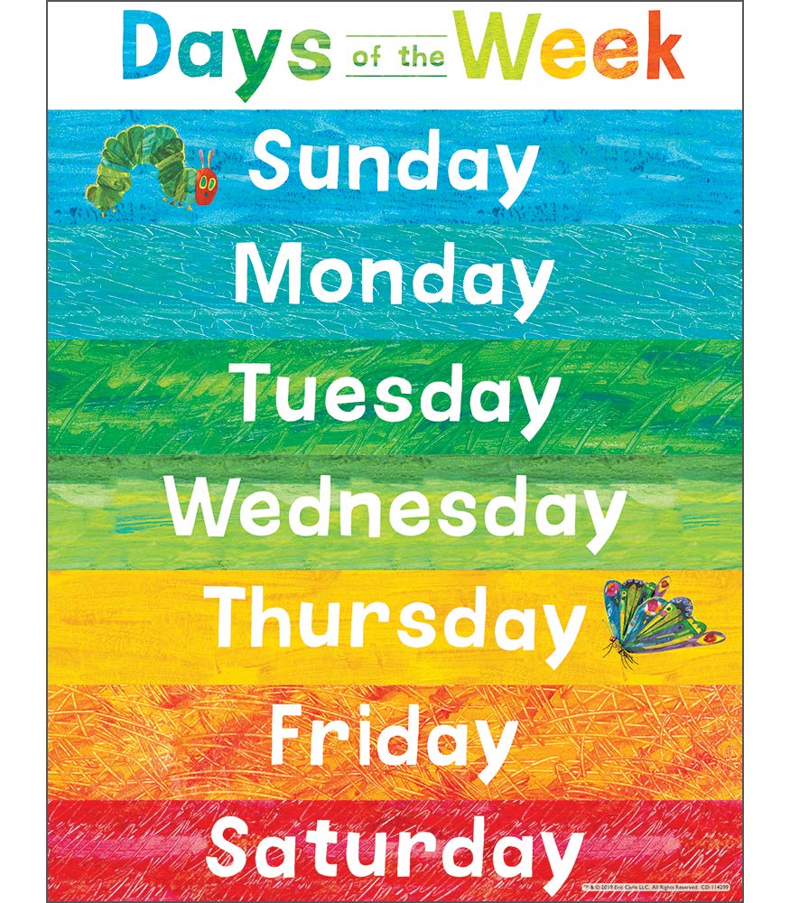 World of Eric Carle Days of the Week Chart, 17" x 22" Eric Carle Early ...