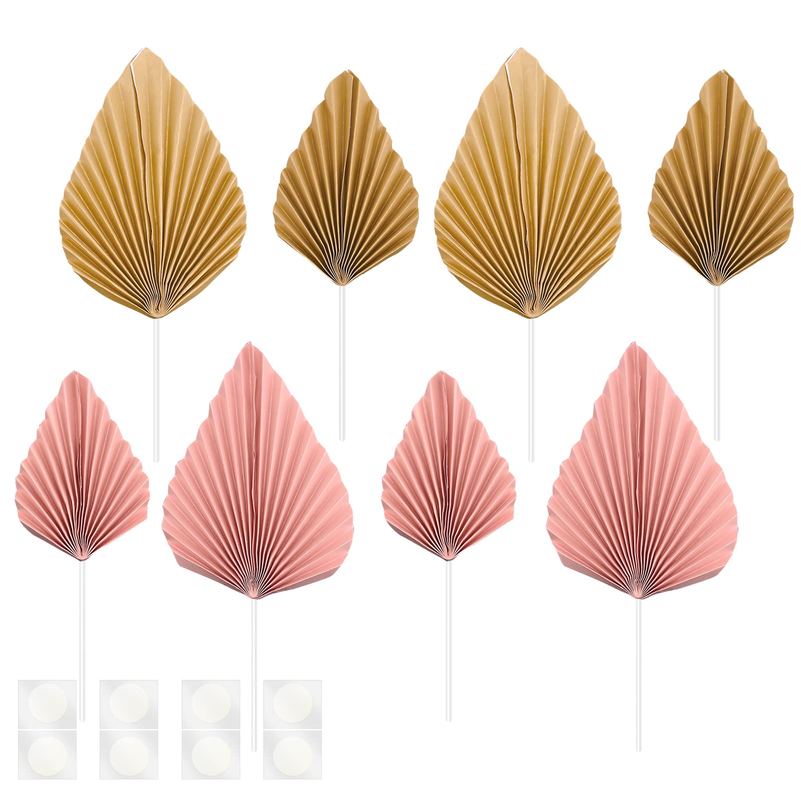 Bekecidi 8 PCS Paper Leaf Fan Cake Toppers, DIY Birthday Cake Insert ...