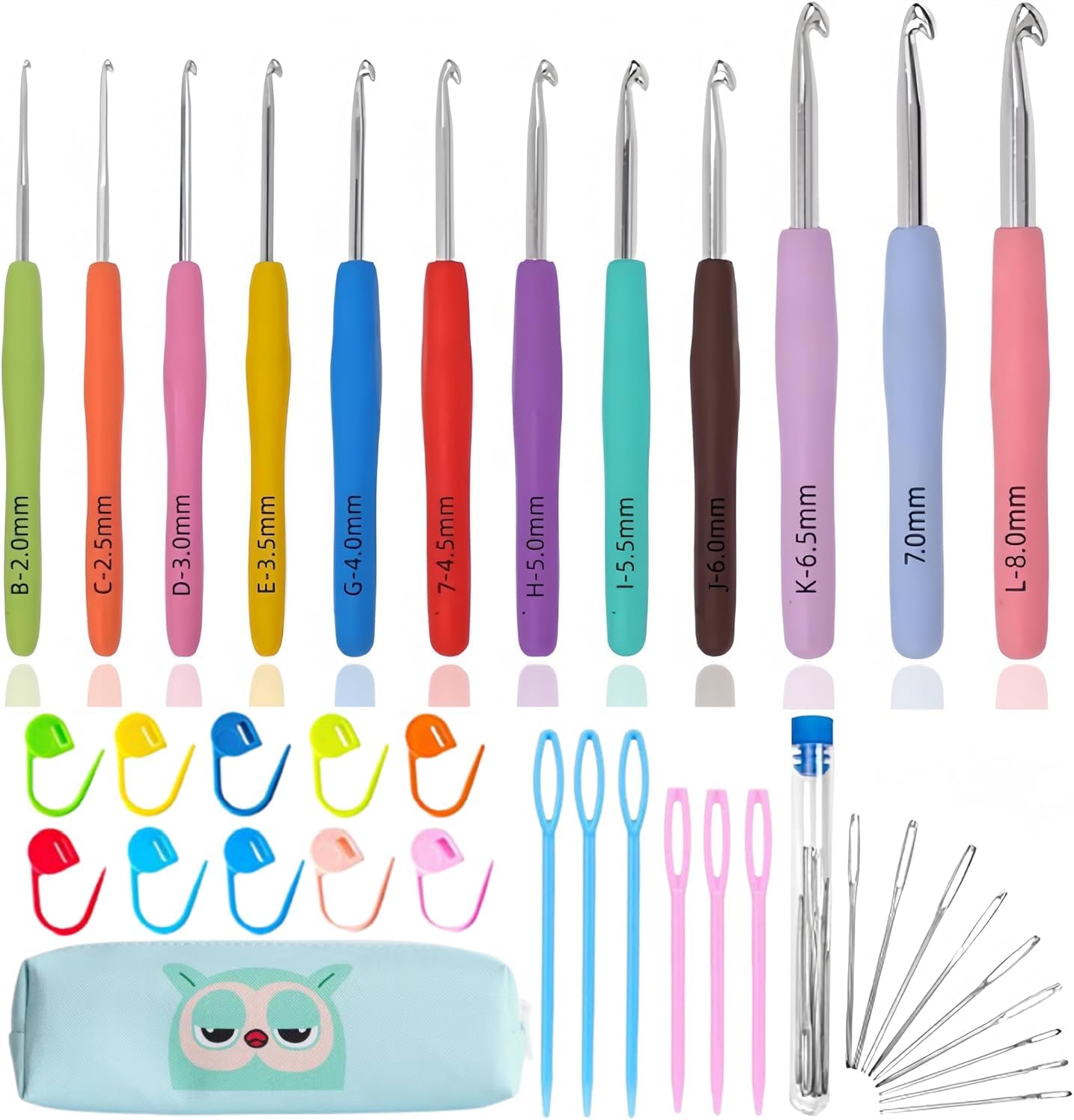 Amazon.com: Cdrompy 40Pcs Crochet Hooks,12 Sizes Crochet Hooks Set ...
