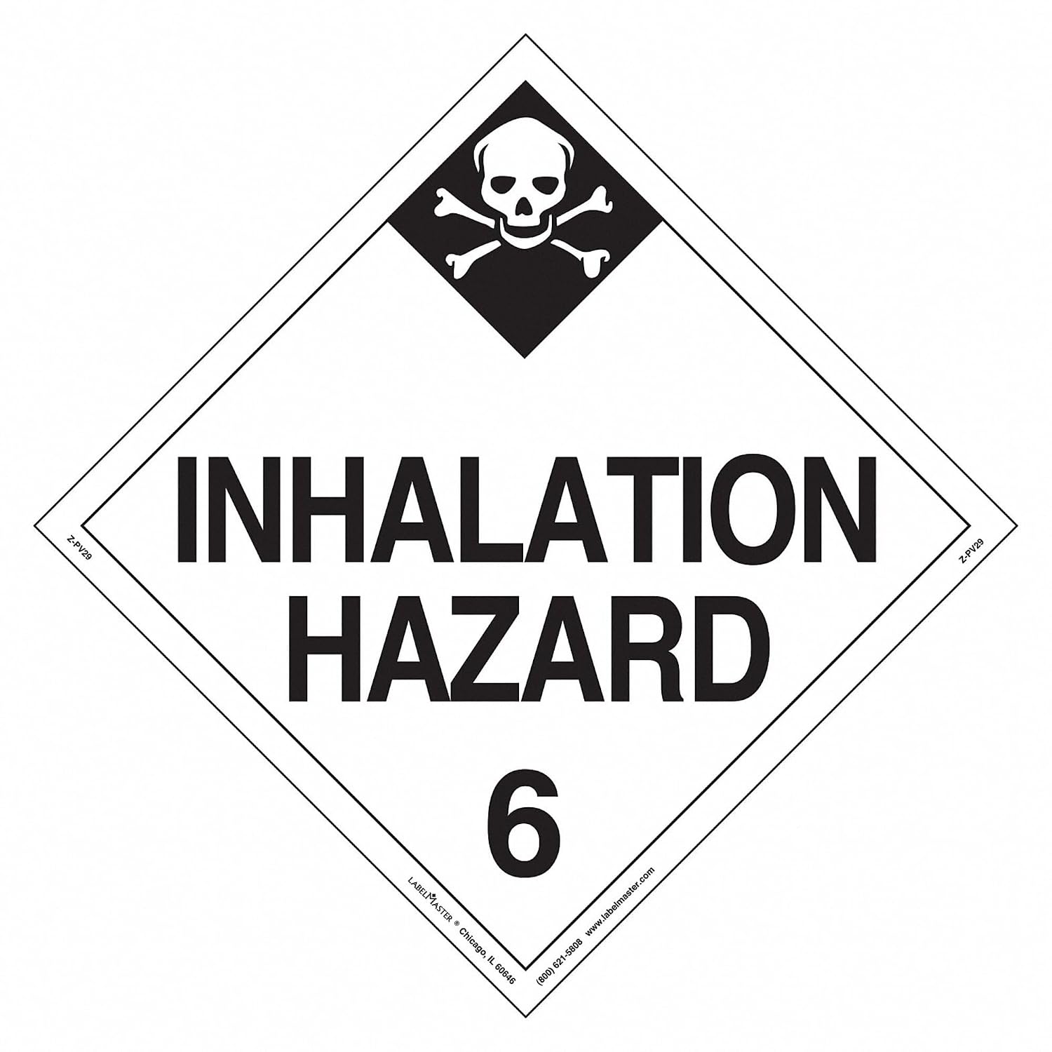 Labelmaster Z-PV29 Inhalation Hazard Hazmat Placard, Worded, Permanent ...