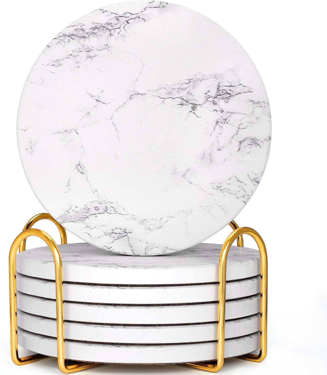 Amazon.com: GOH DODD Coasters for Drinks Set of 6, Absorbent Marble ...