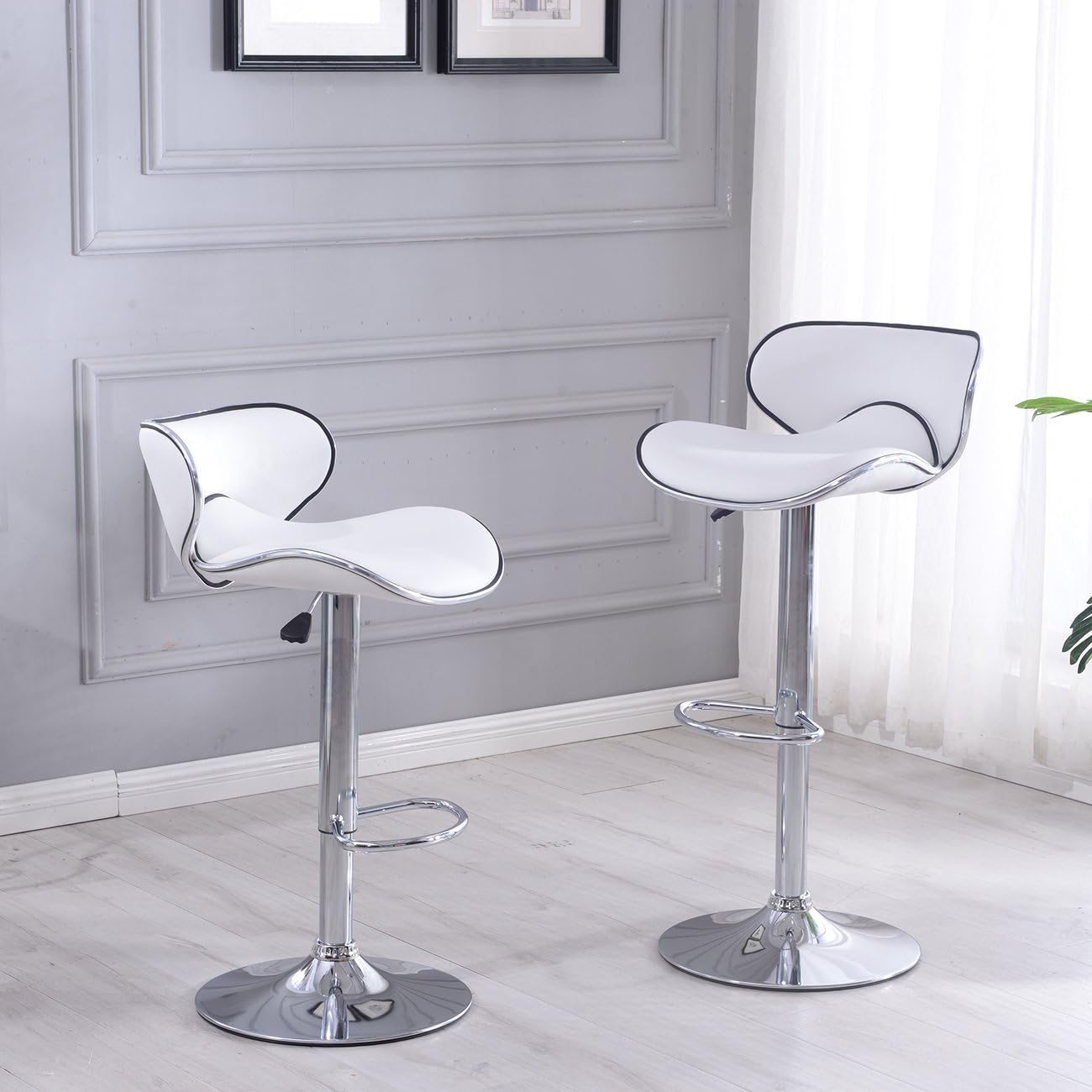 Amazon.com: BELLEZE Modern Low Back Bar Stools, Retro Style Upholstered ...