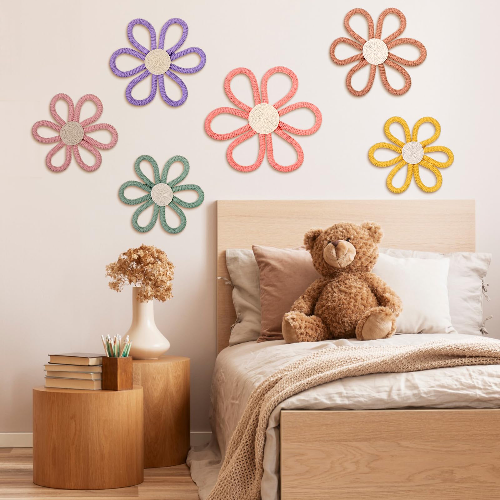 Snapklik.com : Barydat 6 Pcs Boho Nursery Decor Daisy Flower Woven ...