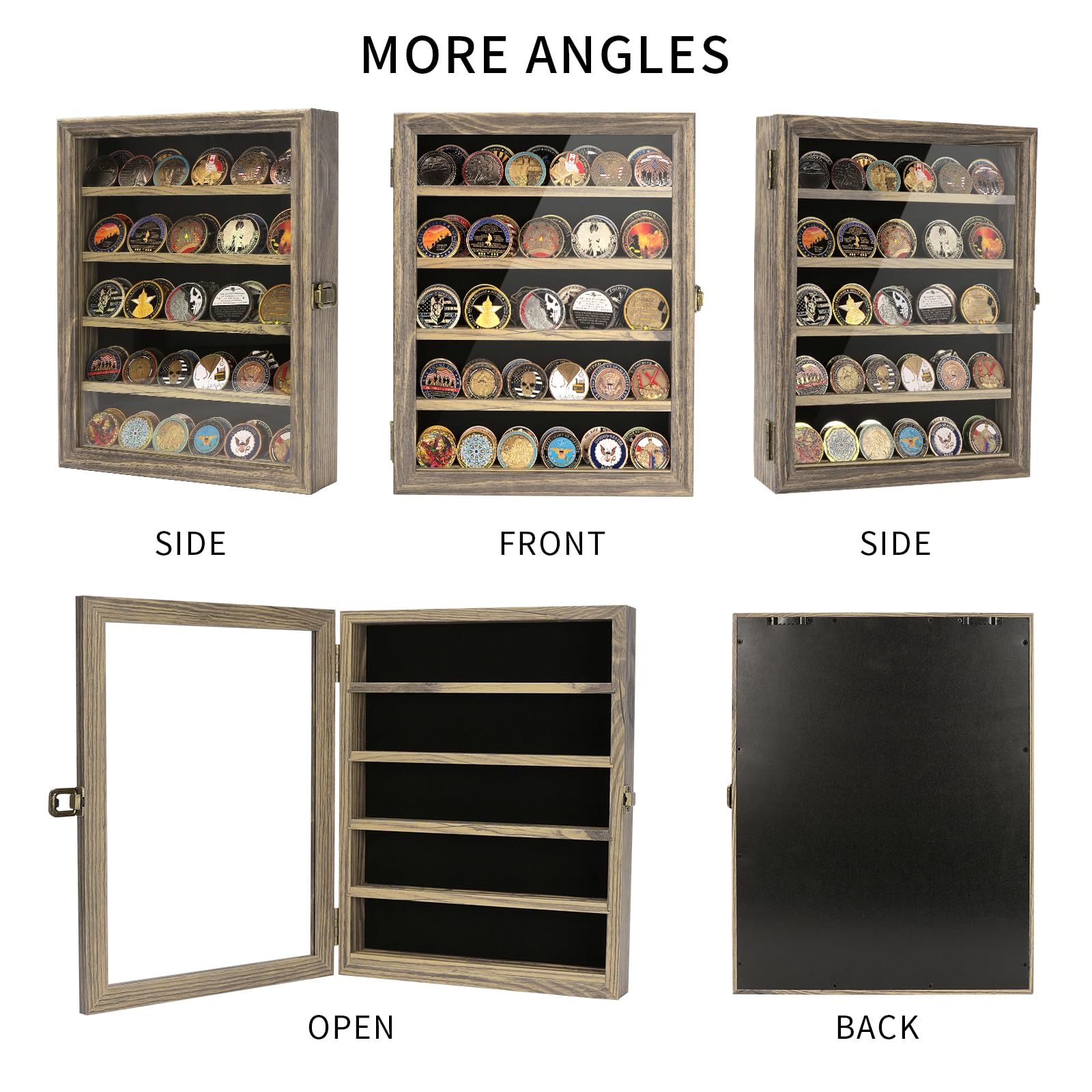 Snapklik.com : DecoWoodo 5 Rows Military Challenge Coin Display Case