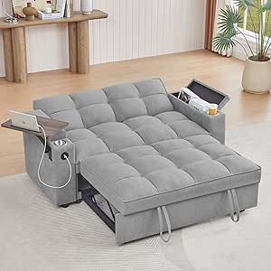 Amazon.com: 65'' Convertible Sleeper Sofa Bed with Adjustable Backrest ...