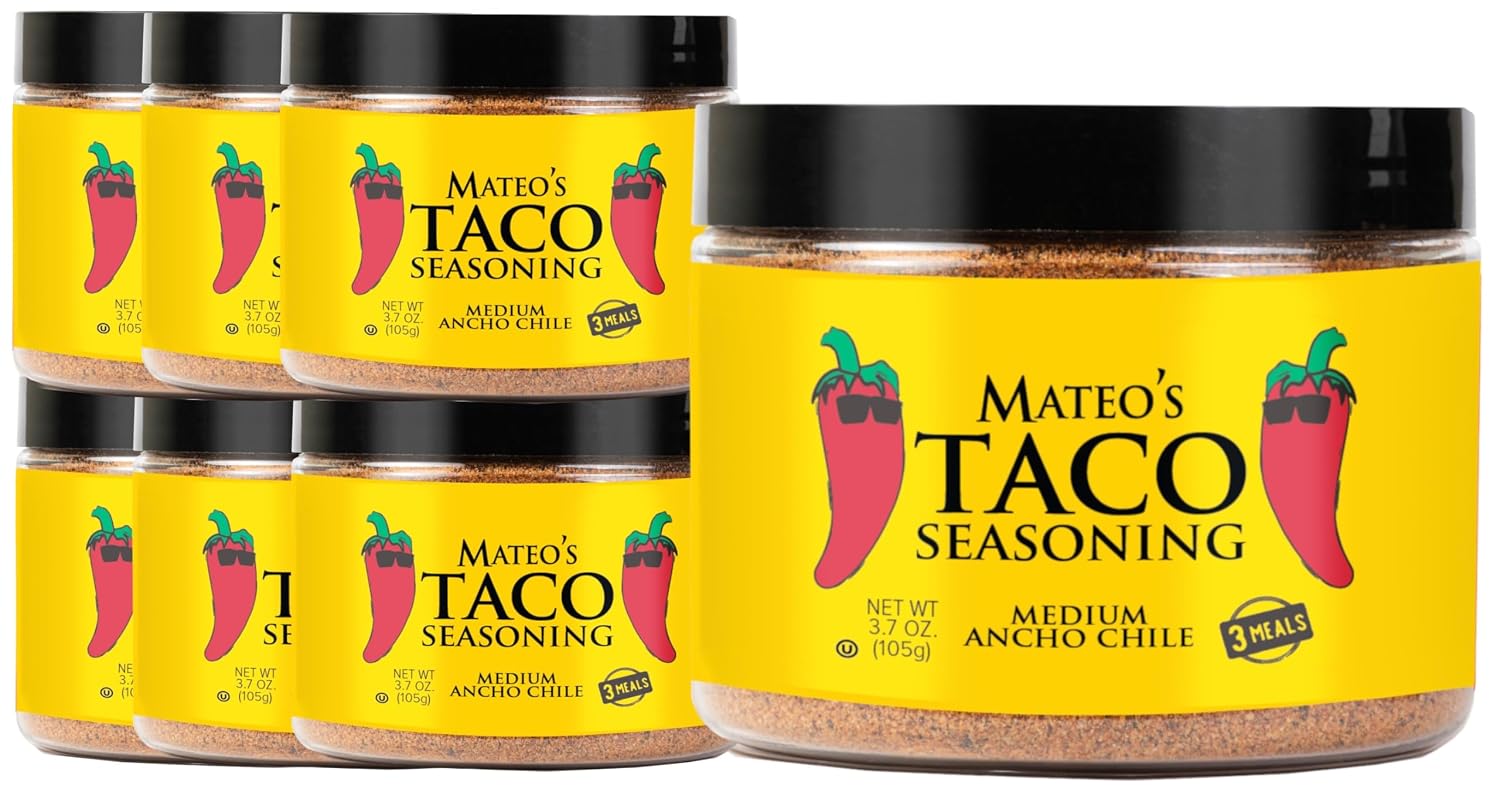 Amazon.com : Mateo's Medium Ancho Chile Taco Seasoning 3.7 Ounce (Pack ...