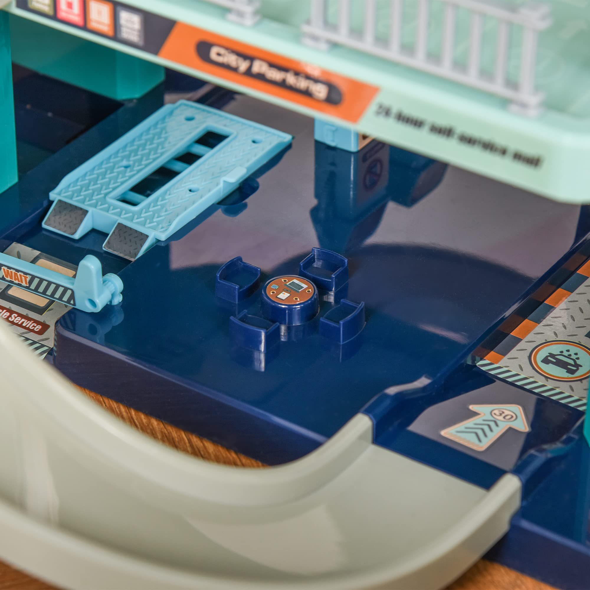 Qaba Kids Garage Toy Set, 6-Level Car Parking Playsets Toy, Race Tracks ...