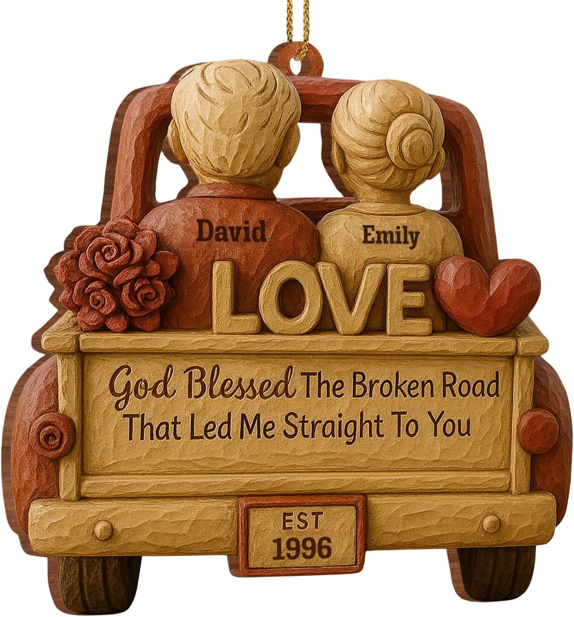 Amazon.com: God Blessed The Broken Road, Car And Hearts Design ...