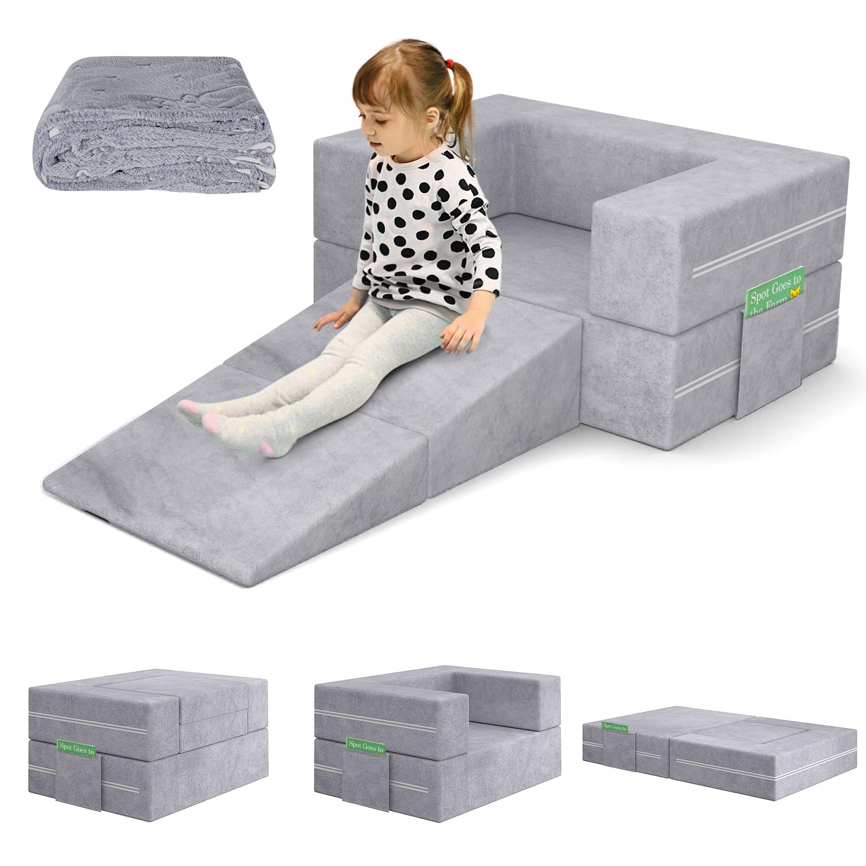 Amazon.com: BIERUM Toddler Couch with Blanket, 3-in-1 Kids Couches and ...