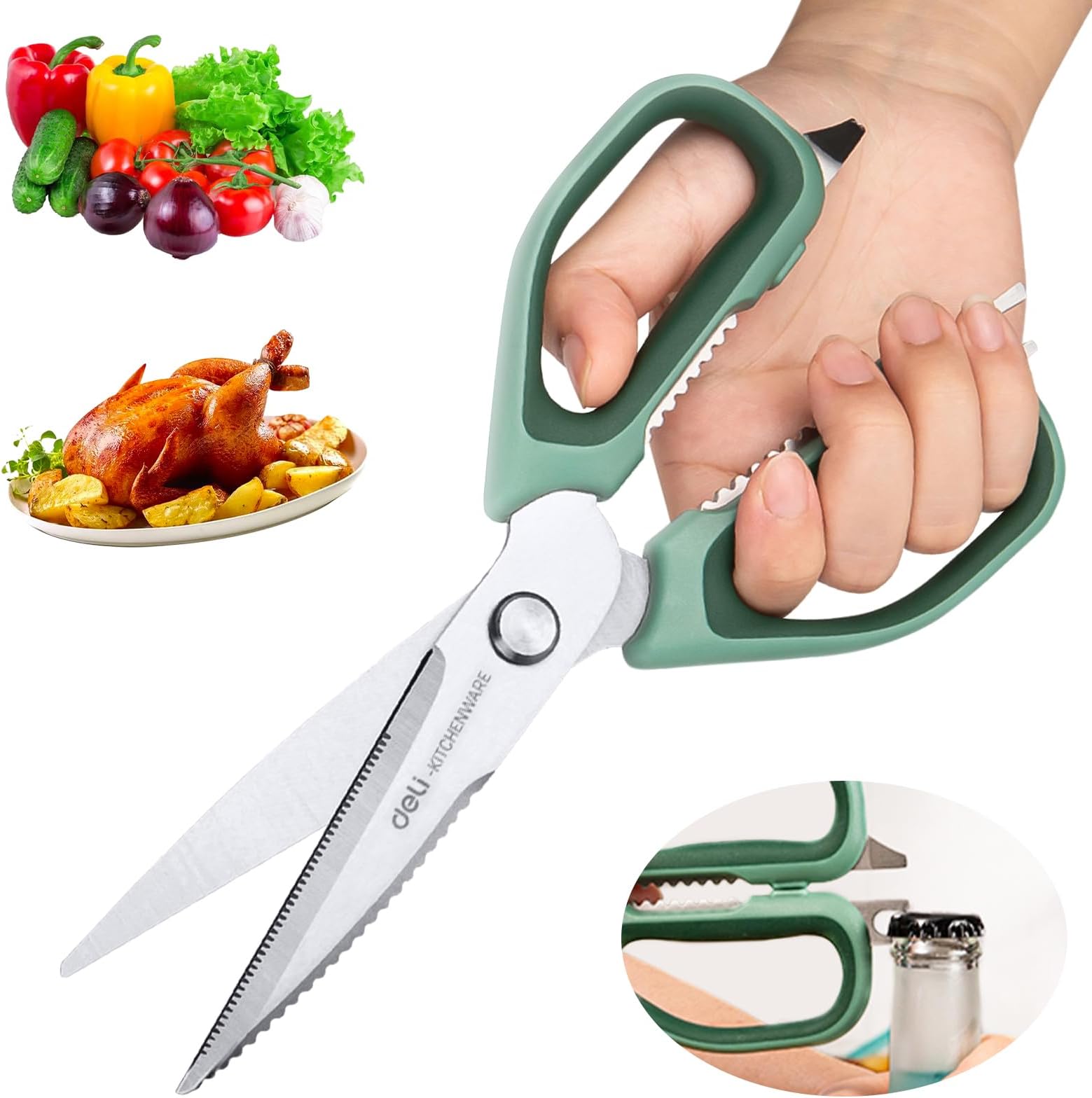 Amazon.com: Deli Kitchen Scissors, All Purpose Kitchen Shears 5 in 1 ...
