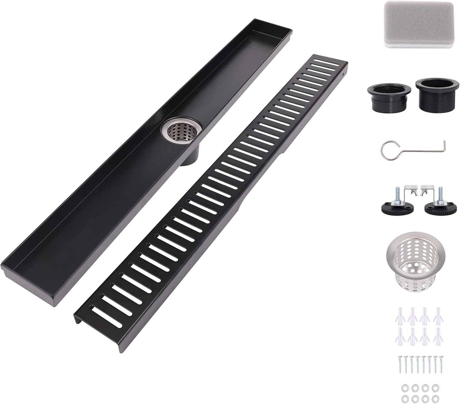 Amazon.com: 42-Inch Linear Shower Drain with Removable Grate Strainer ...