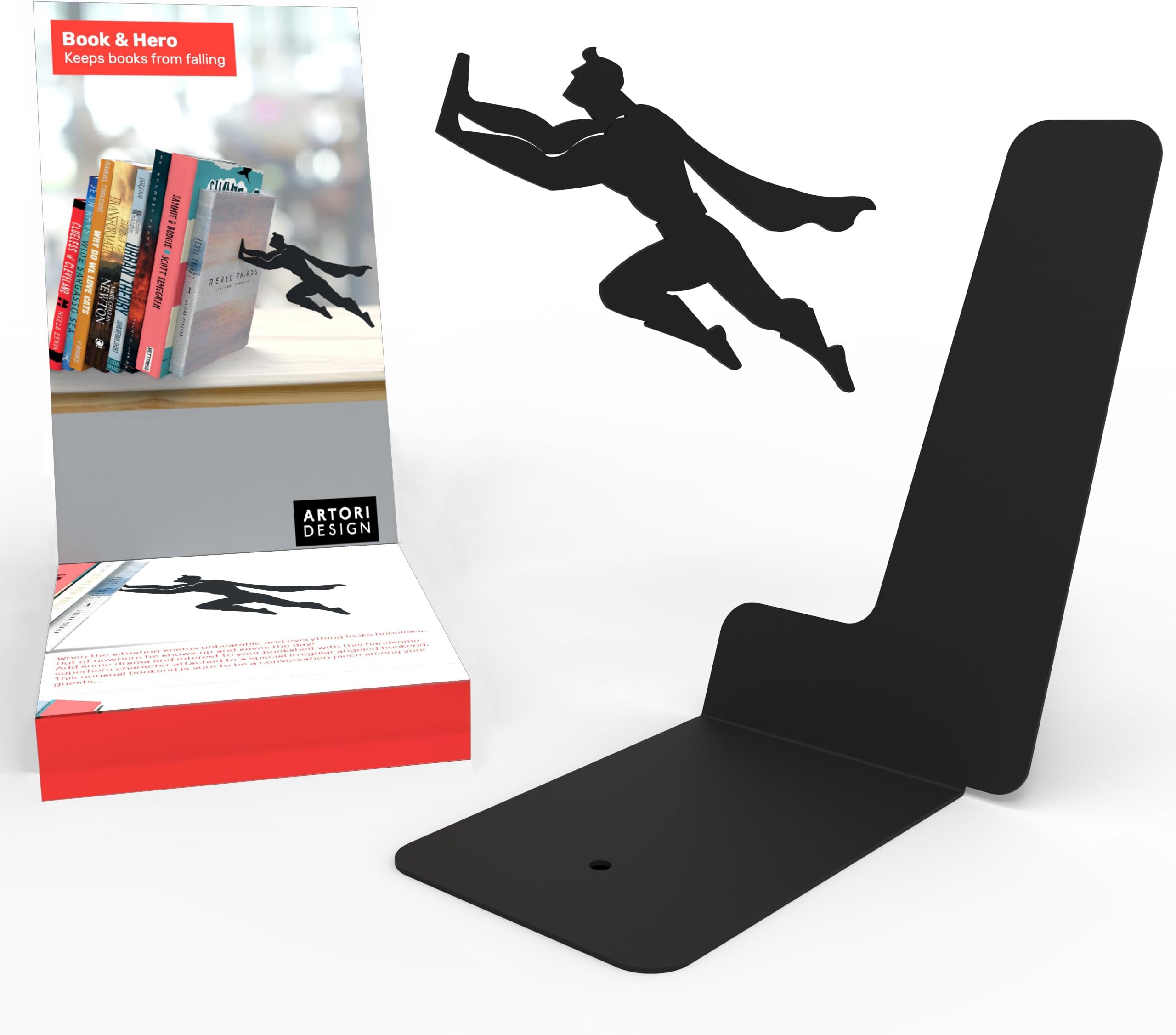 Unique Black Metal Decorative Bookends - Whimsical Hidden Book Ends for ...