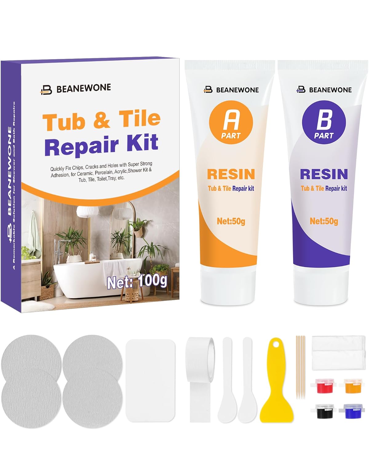 Tile Repair Kit, Bathtub Repair Kit (Multi Colors) for Porcelain and ...