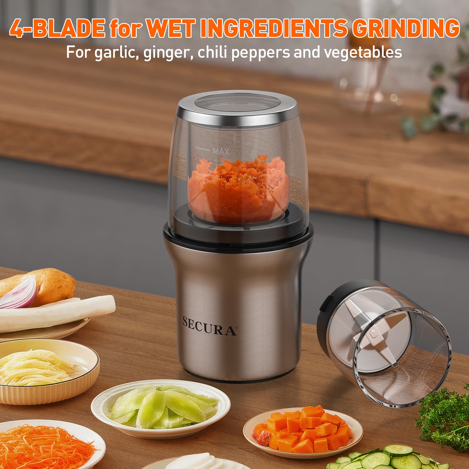 Snapklik.com : Electric Spice Grinder, Dual Glass Bowls For Wet & Dry ...