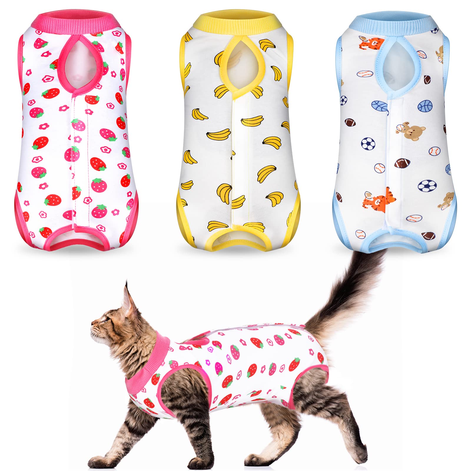 Amazon.com: 3 Pieces Cat Recovery Suit Kitten Recovery Suit E-Collar ...