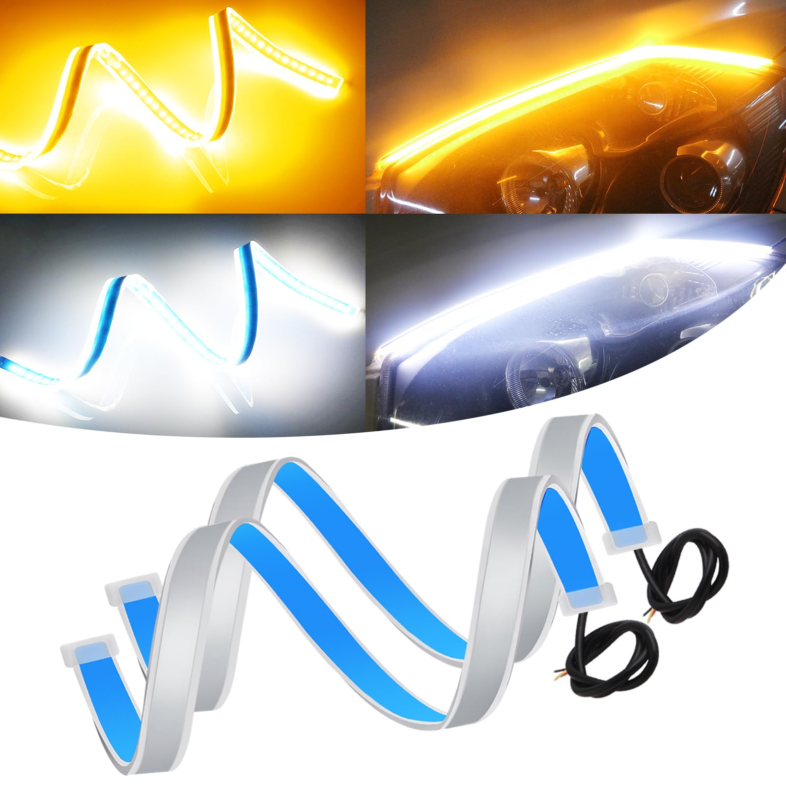 Amazon.com: Qasim 24Inch Daytime Running Light Strip 60CM Start Scan ...