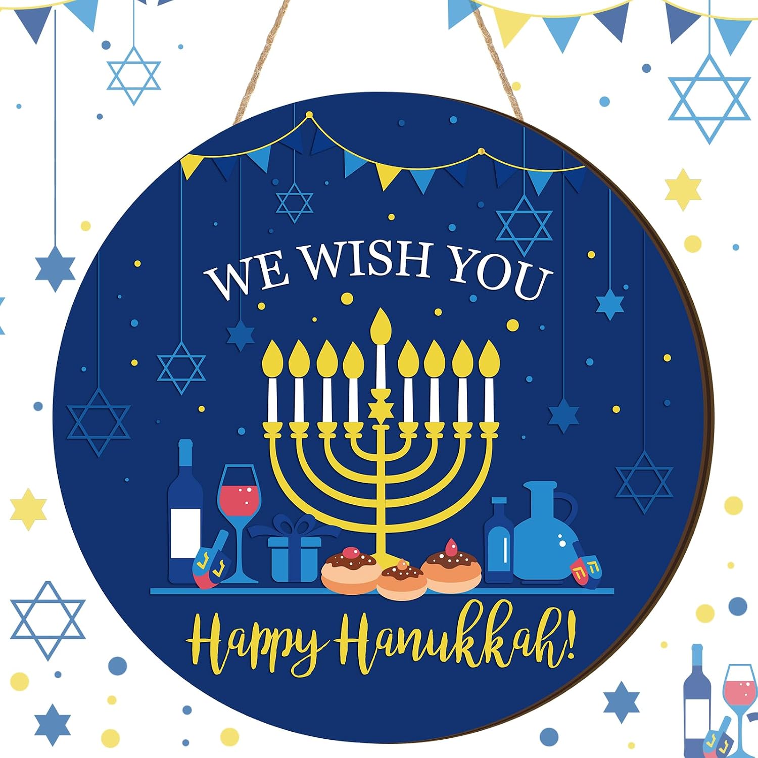 Amazon.com: CroBlissful Happy Hanukkah Door Sign Decorations for Home ...