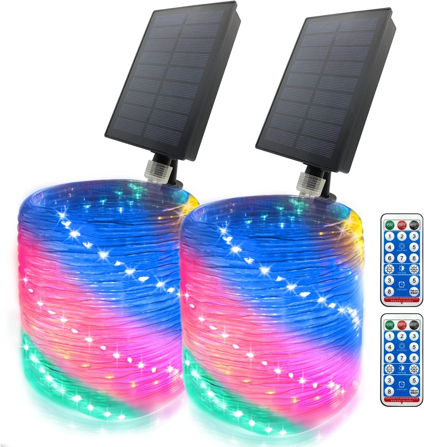 GLPE Solar Rope Lights, 2 Pack × 66FT 200LEDs String Lights Outdoor ...