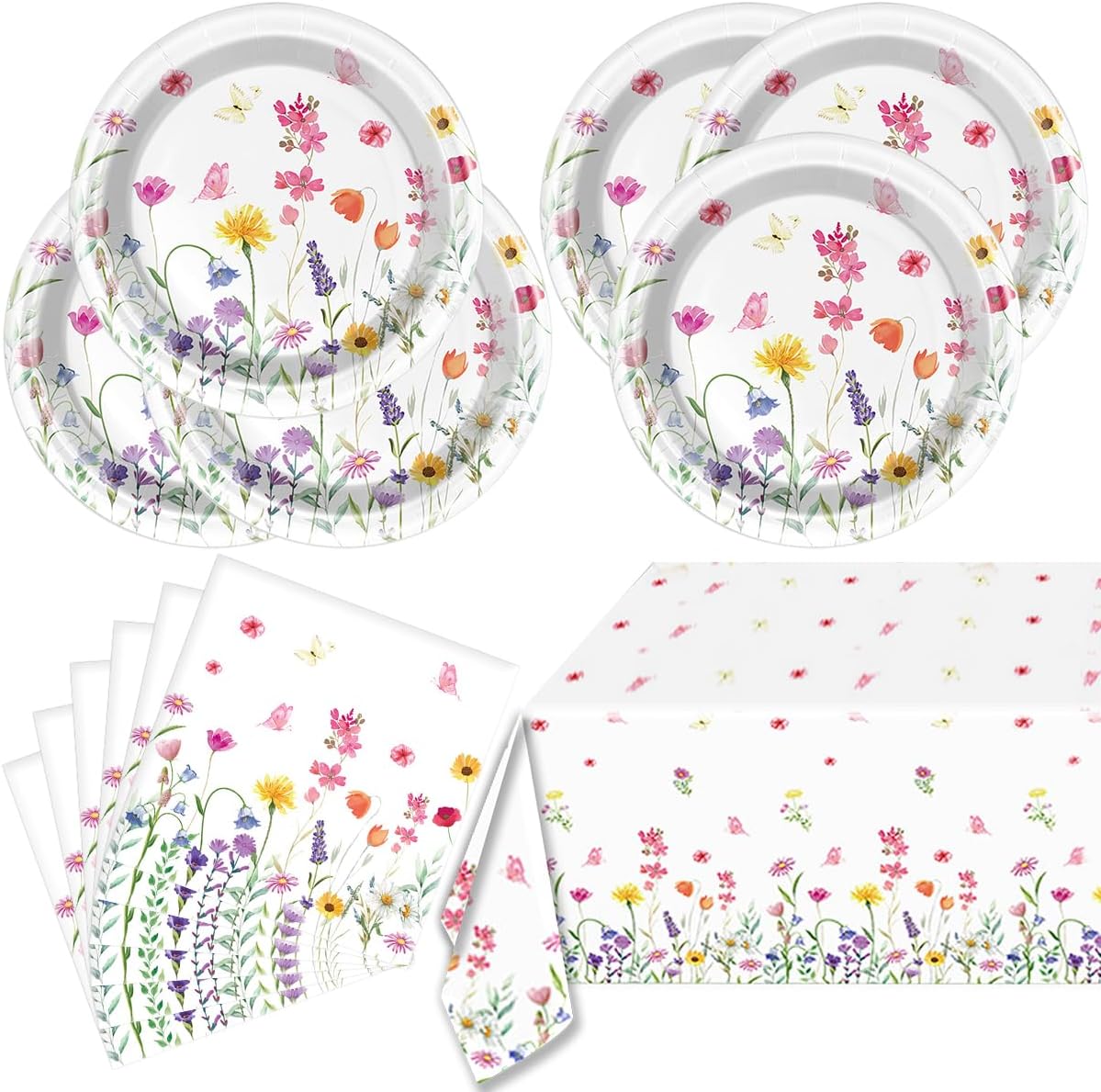 Amazon.com: Wildflower Party Tableware, Flower Party Tableware Set with ...