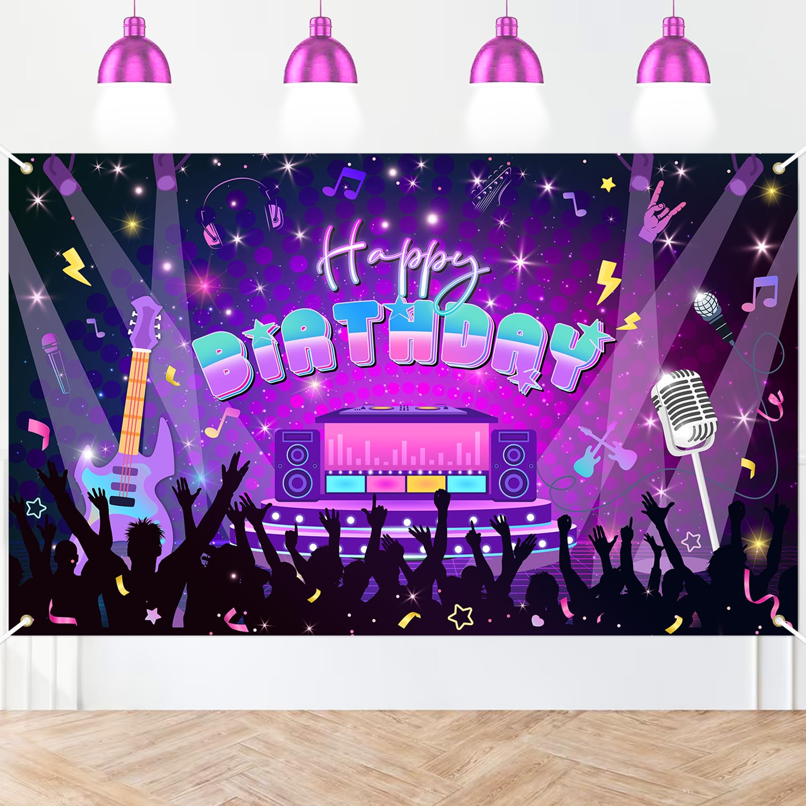 Amazon.com : Avezano Karaoke Party Decorations Karaoke Backdrop Music ...