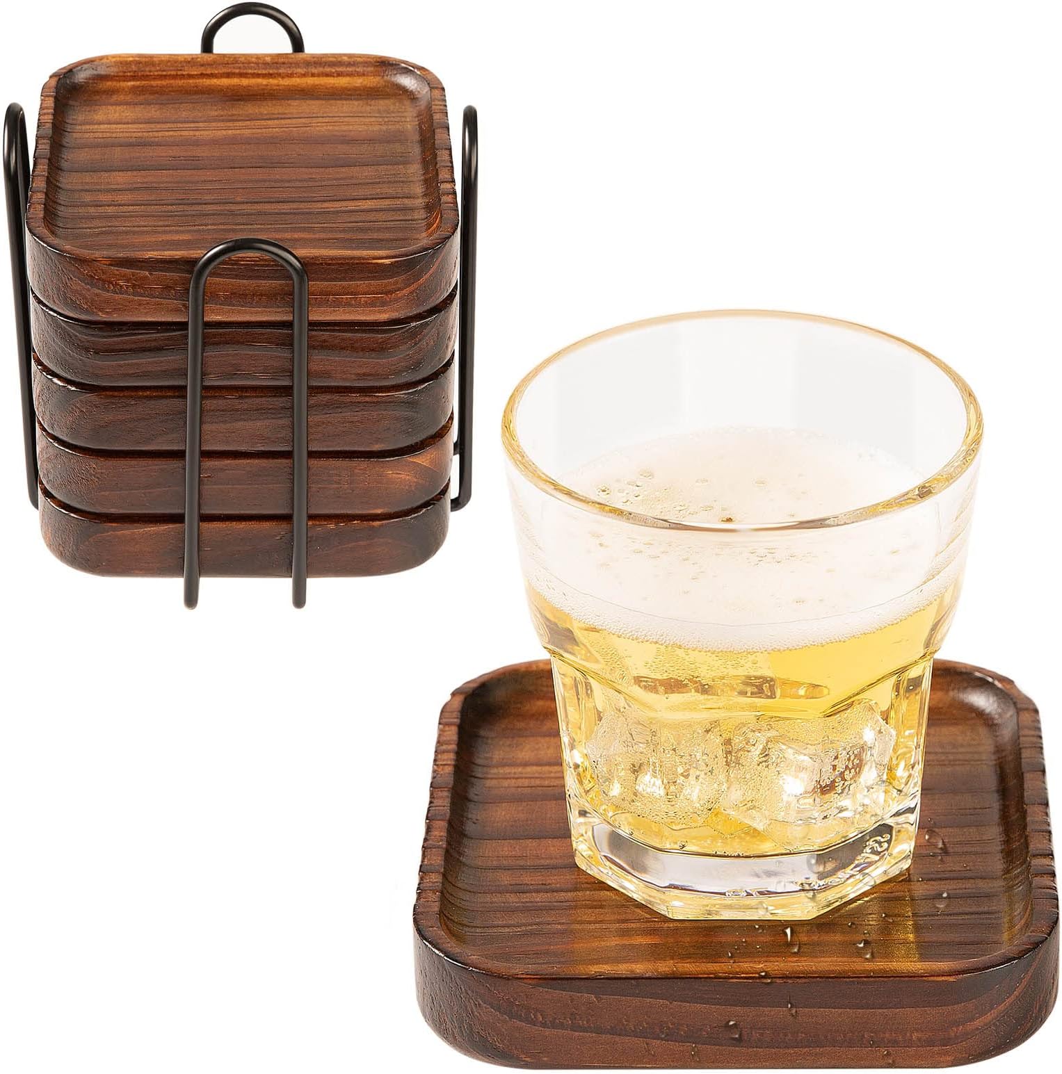 Amazon.com: Teenhi Wooden Coasters for Drinks - Natural Acacia Wood ...
