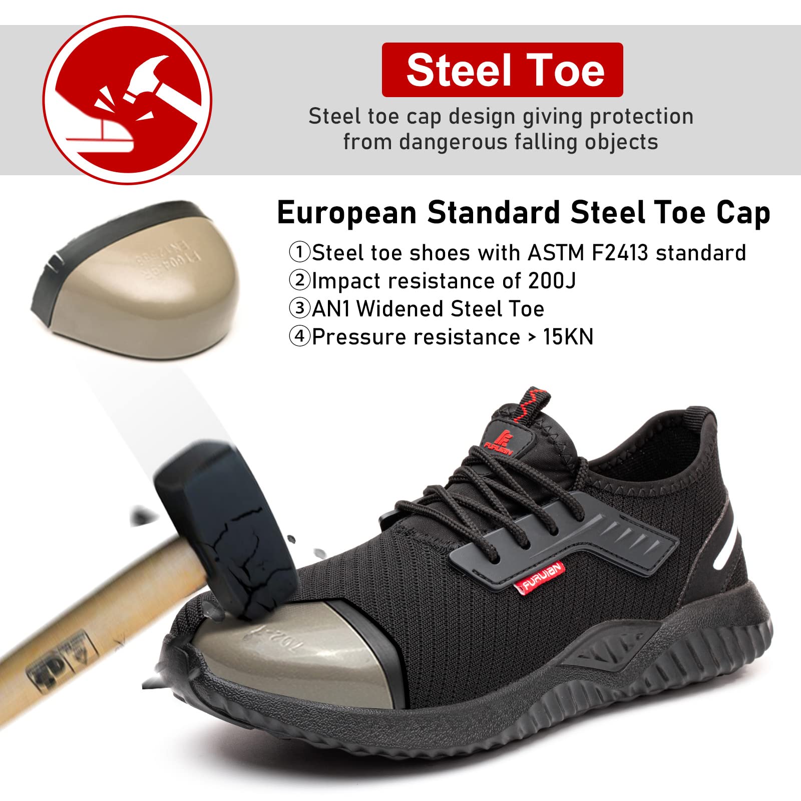 Snapklik.com : Steel Toe Shoes For Men Comfortable Safety Shoes Non ...