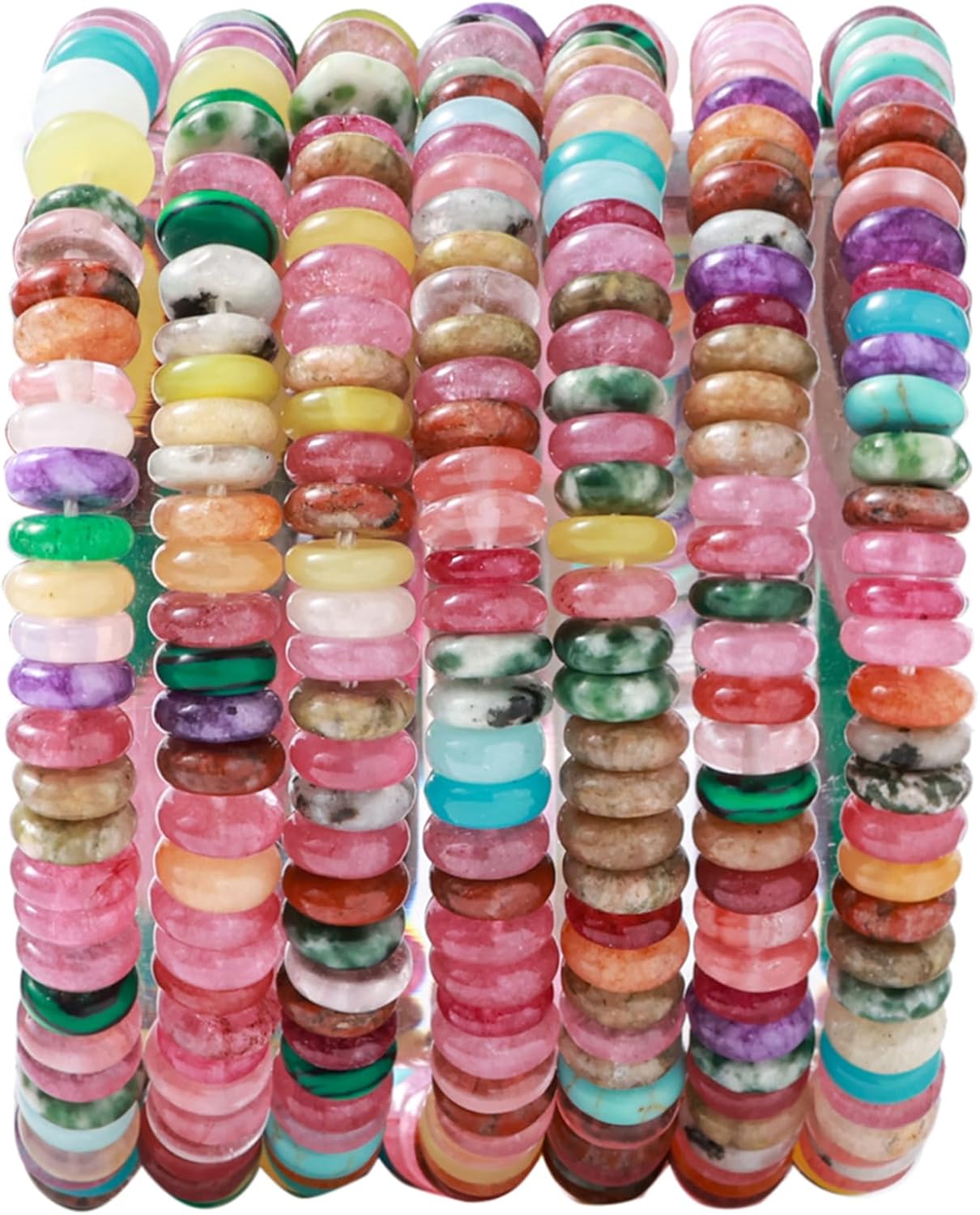Amazon.com: Natural Dark Mix Colored Stone Disk Spacer Beads 6x2mm 38cm ...