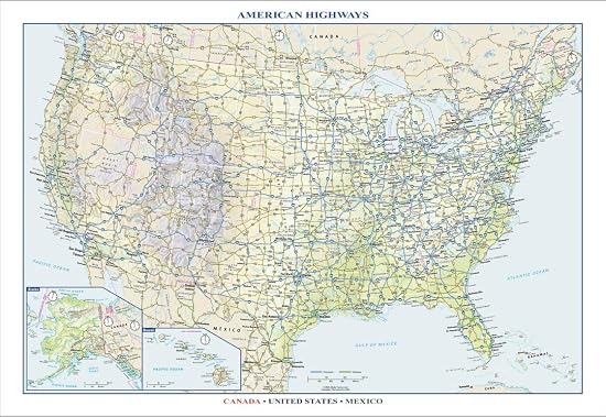 American Highways Wall Map - 22.75" x 15.5" Laminated : Amazon.in ...