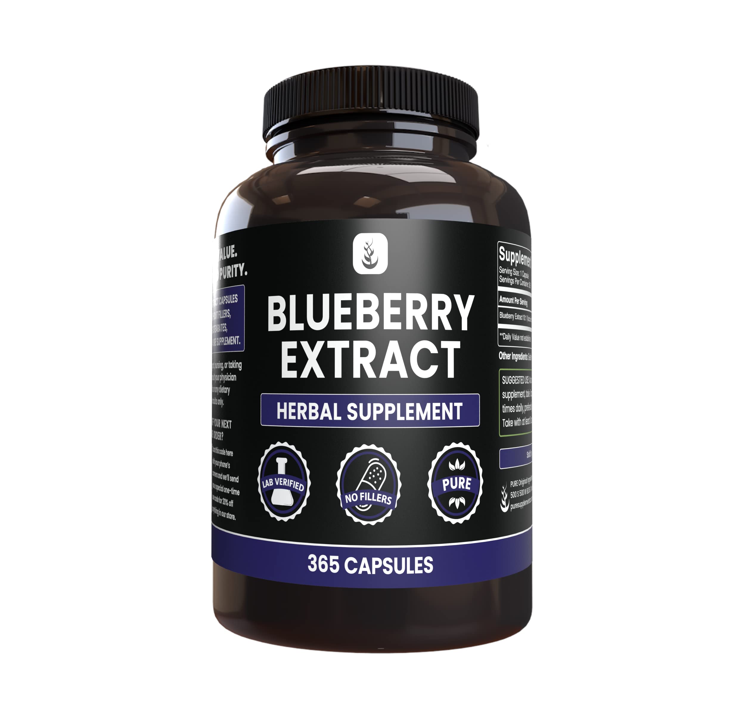 Amazon.com: PURE ORIGINAL INGREDIENTS Blueberry Extract (365 Capsule ...