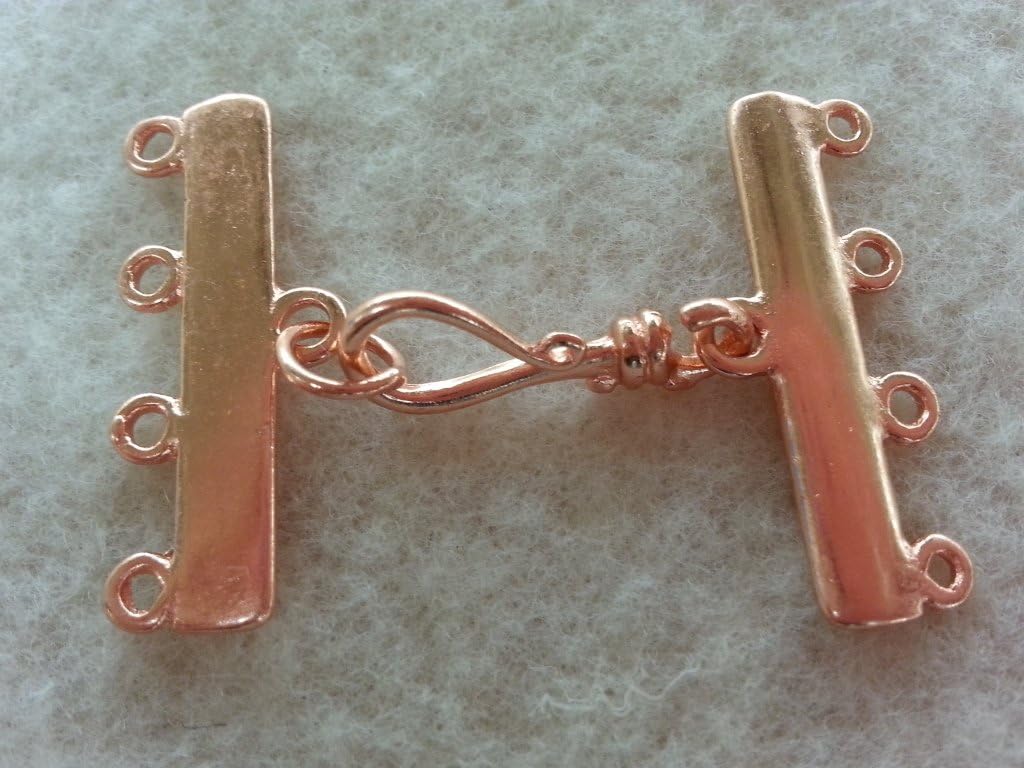 Amazon.com: 28mm 12 Pair Raw Copper Plated Brass 4 Strand Bar Clasp ...