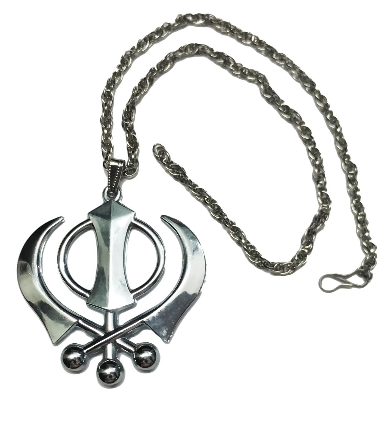 Premang Decors Metal Khanda Pendant Car Hanging (Silver) : Amazon.in ...