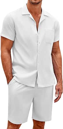 Amazon.com: COOFANDY Mens Short Sets 2 Piece Summer Beach Outfits Short ...