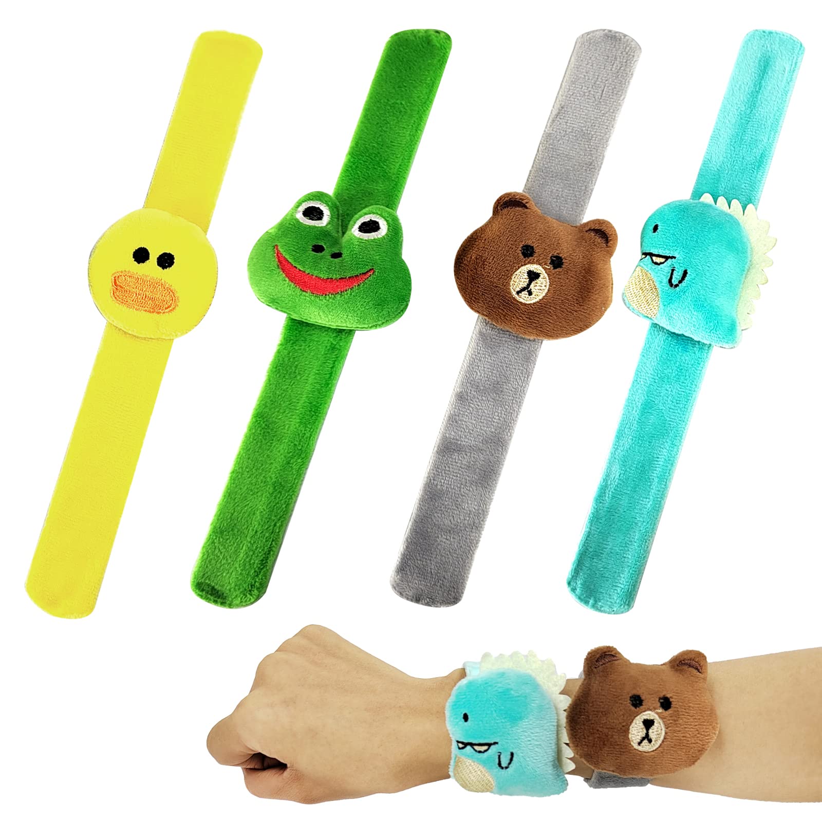 EQLEF Slap Bands, 4PCS Animal Slap Bracelets for Kids Cute Snap Bands ...